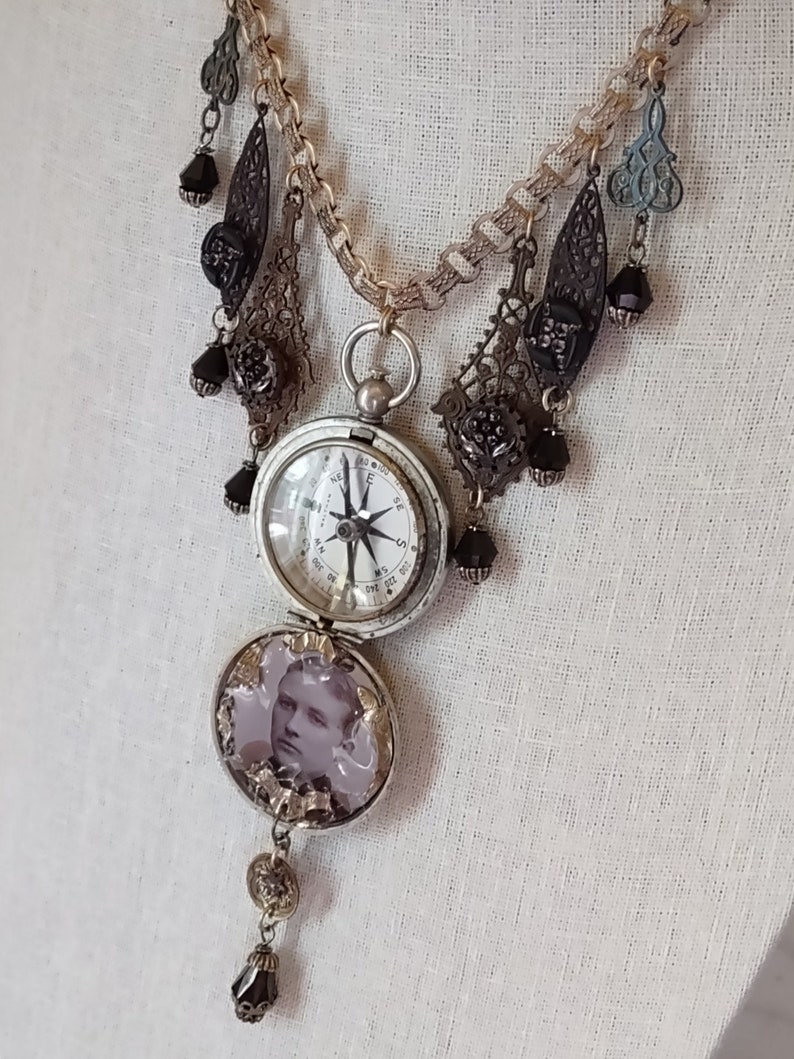 Vintage Memento Mori Compass Assemblage Necklace - Etsy