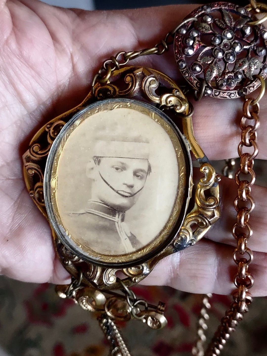 Antique Victorian Pinchbeck Memento Mori Mourning Assemblage Necklace ...