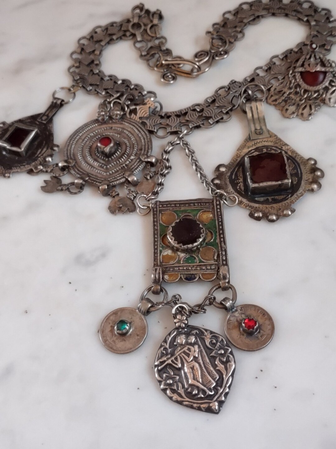 Vintage Moroccan and Indian Amulet Tribal Assemblage Necklace - Etsy