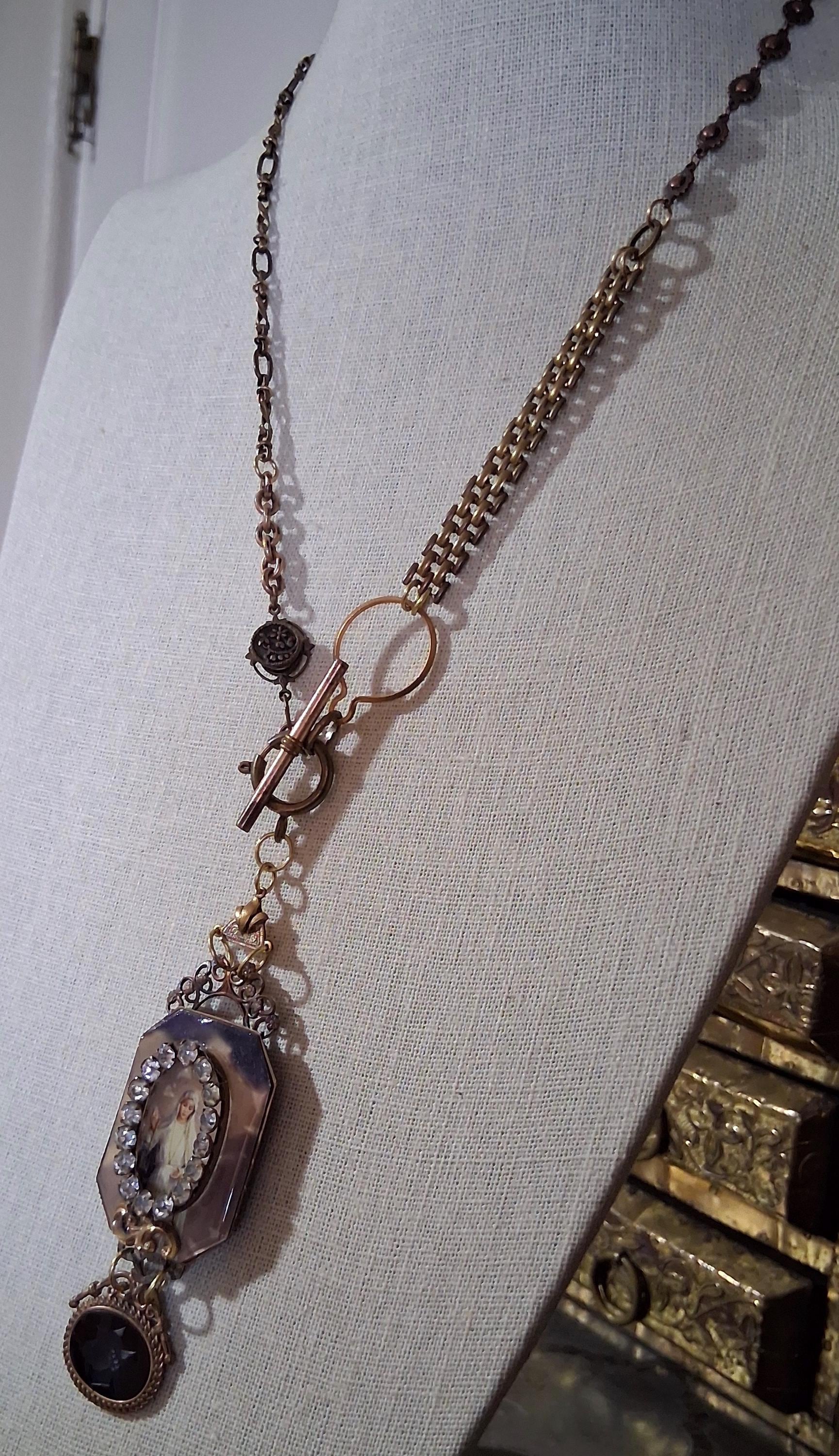 Vintage Religious Pendant and Watch Fob Assemblage Necklace - Etsy