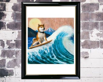 Shiba Inu Wave Print - Etsy