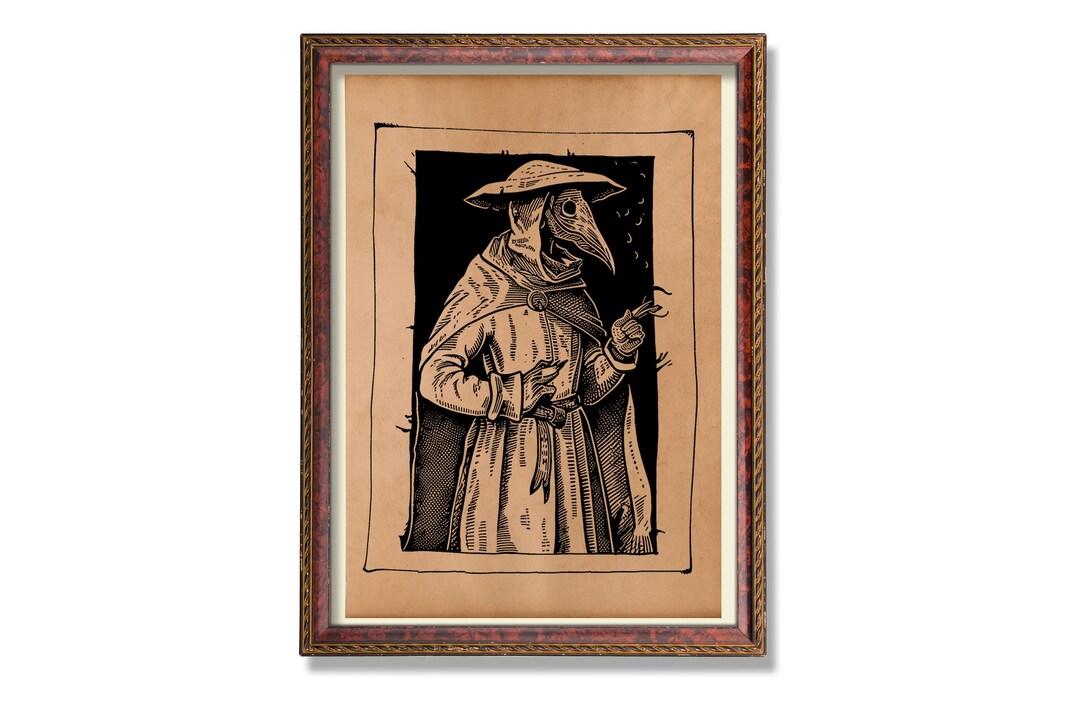 Plague Doctor Print Antique Steampunk Wall Art Steam Punk Occult Poster ...