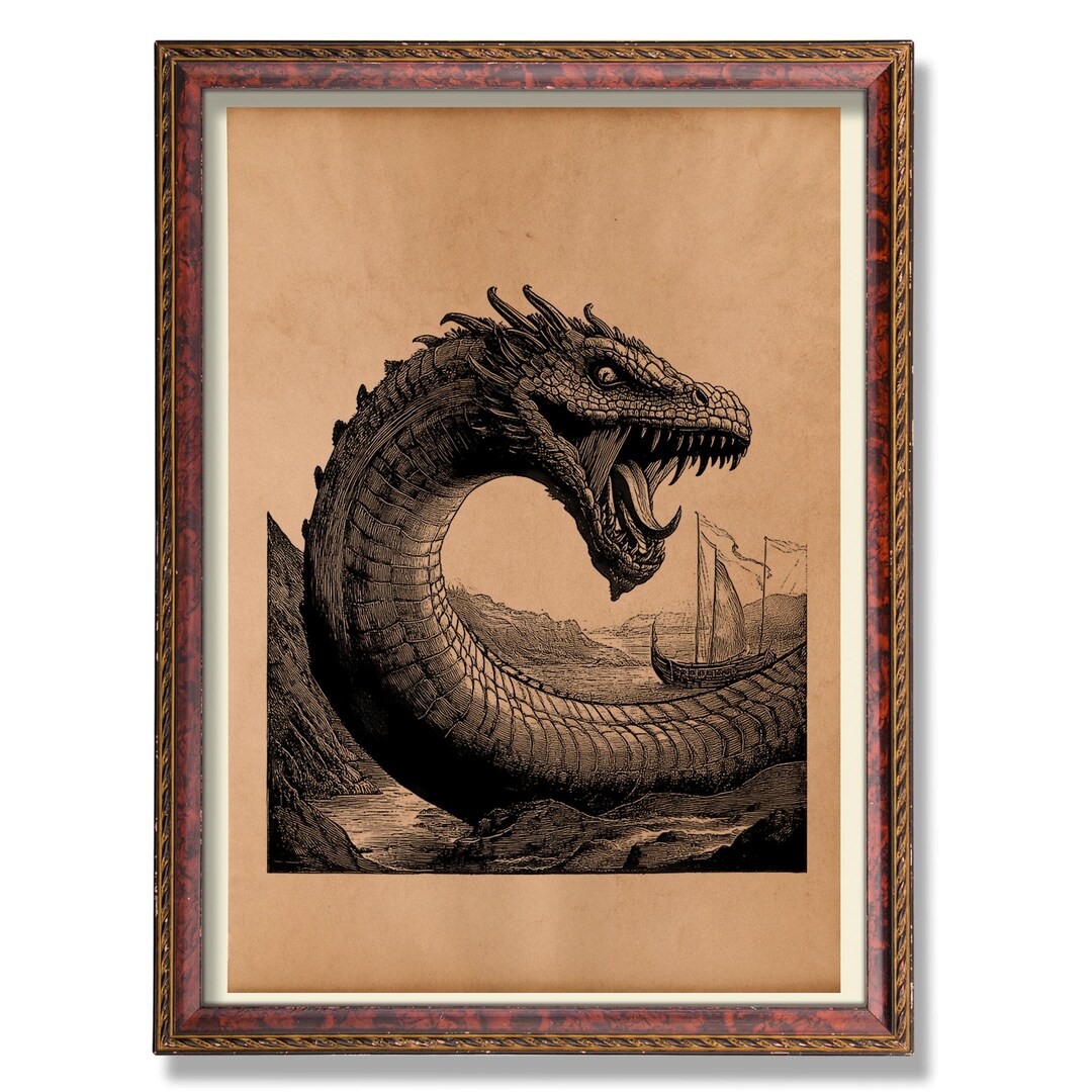 Jörmungandr Midgard Serpent Print • Norse Mythology Wall Art • Viking ...