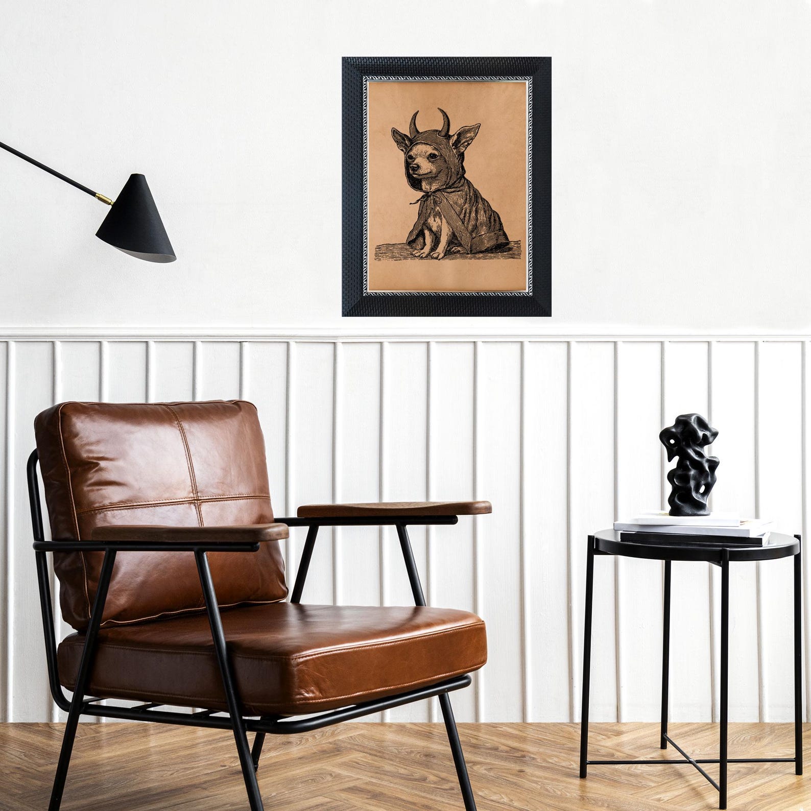 Chihuahua Devil Costume Poster – Vintage Dog Illustration, Rustic ...