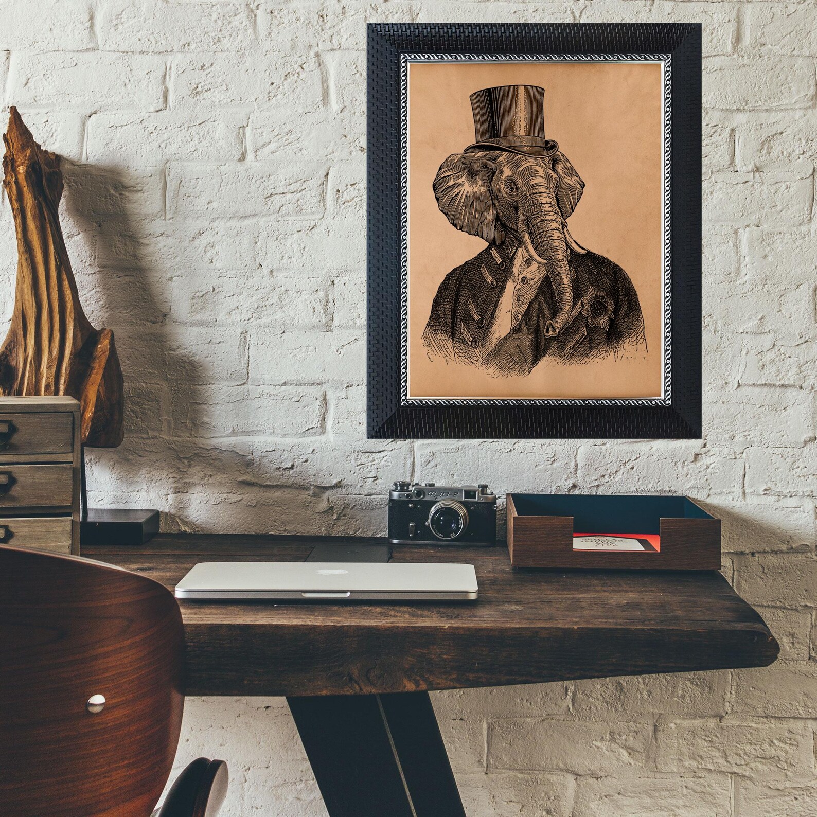 Gentleman Elephant Poster | Vintage Elephant Illustration | Rustic ...