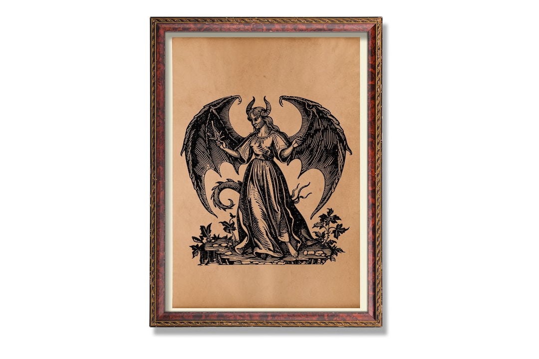 Demon Lilith Print Occult Art Print Wiccan Print Satanic Decor Medieval ...