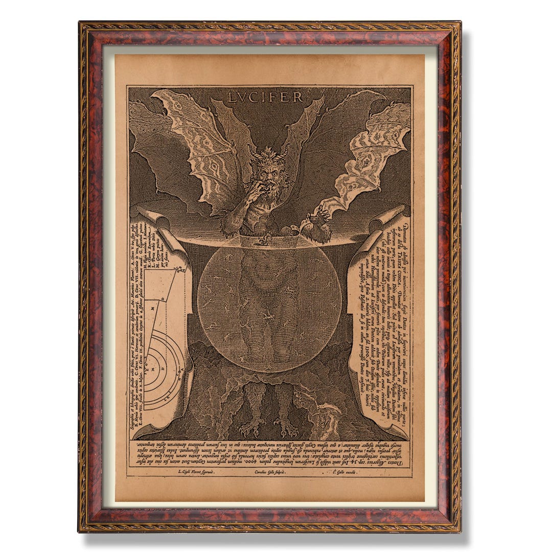 Lucifer Print – Fallen Angel Occult Wall Art, Vintage Satanic Poster ...