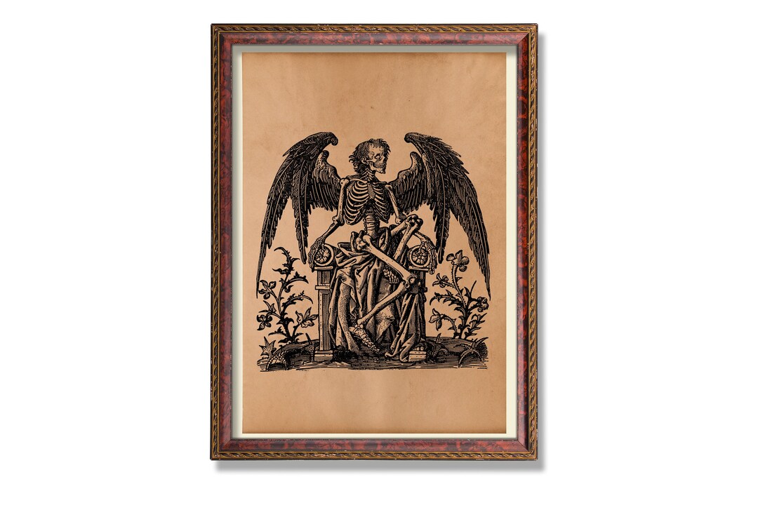 Memento Mori Print Vintage Skeleton Occult Poster Antique Satanic Decor ...