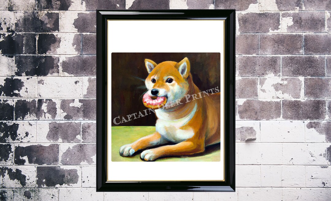 Shiba Inu Donut Dog Poster Doge Kitchen Art Print Nursery Print Food ...