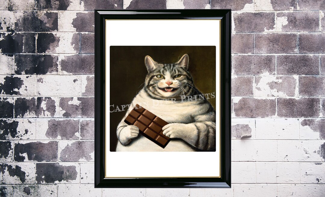 Cat Poster Chocolate Bar Cat Artwork Funky Prints - Etsy