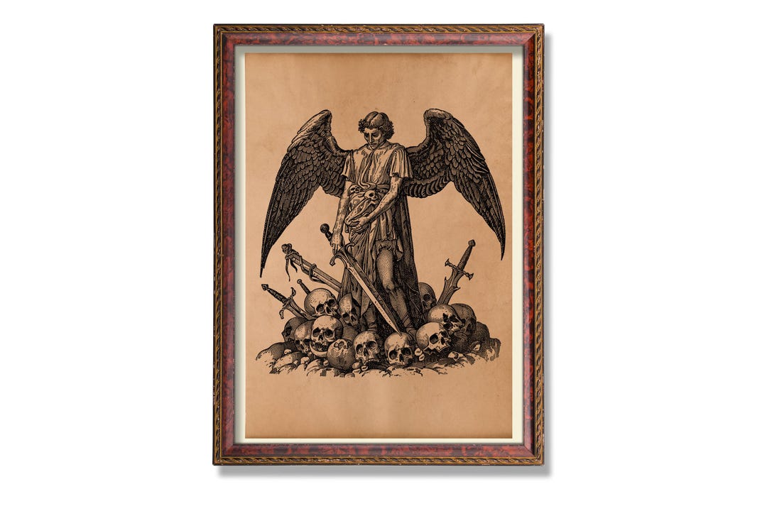 Lucifer Print – Medieval Demon Illustration, Occult Gothic Art, Dark ...