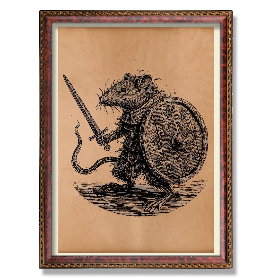 Vintage Rat Knight Poster – Rustic Medieval Animal Art, Antique Fantasy ...