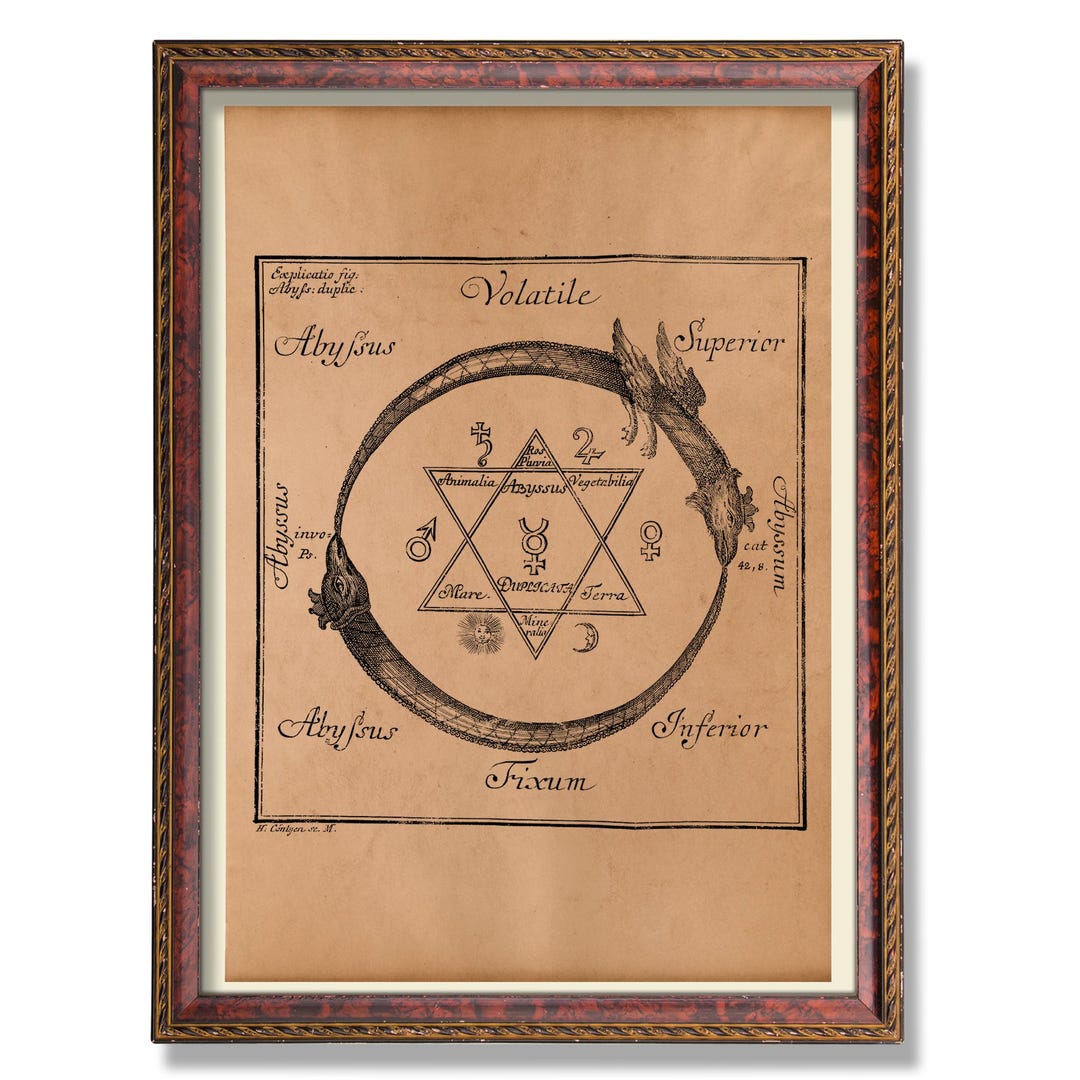 Ouroboros Print – Alchemy Snake Symbol | Occult Wall Art | Vintage ...