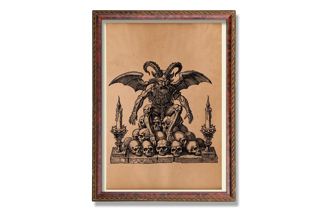 Devil Satan Print Vintage Occult Poster Antique Satanic Decor Witchy ...