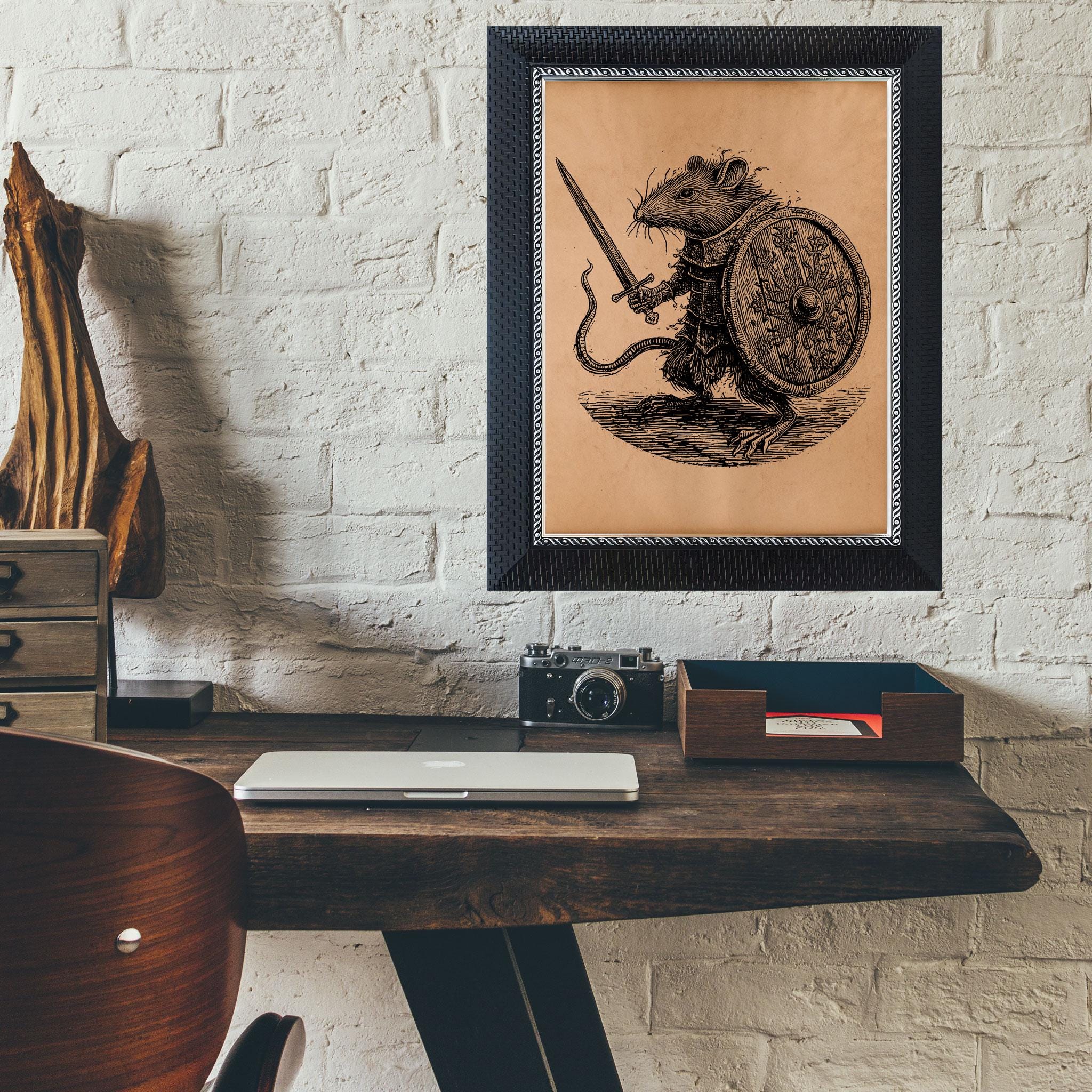 Vintage Rat Knight Poster – Rustic Medieval Animal Art, Antique Fantasy ...