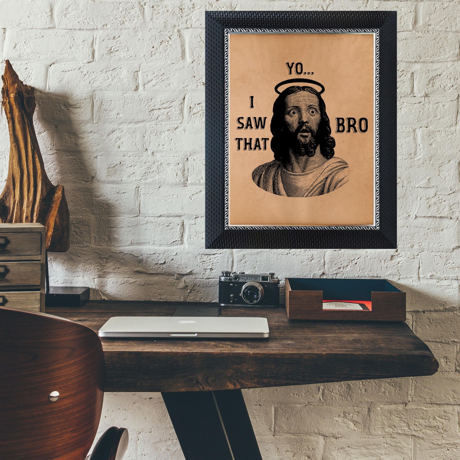 Vintage Funny Jesus Bathroom Poster – Rustic Christian Wall Decor ...