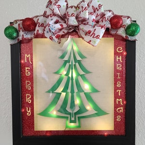 Lighted Christmas Tree Shadow Box - Etsy