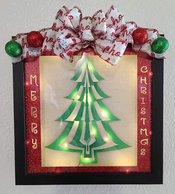 Lighted Christmas Tree Shadow Box | Etsy