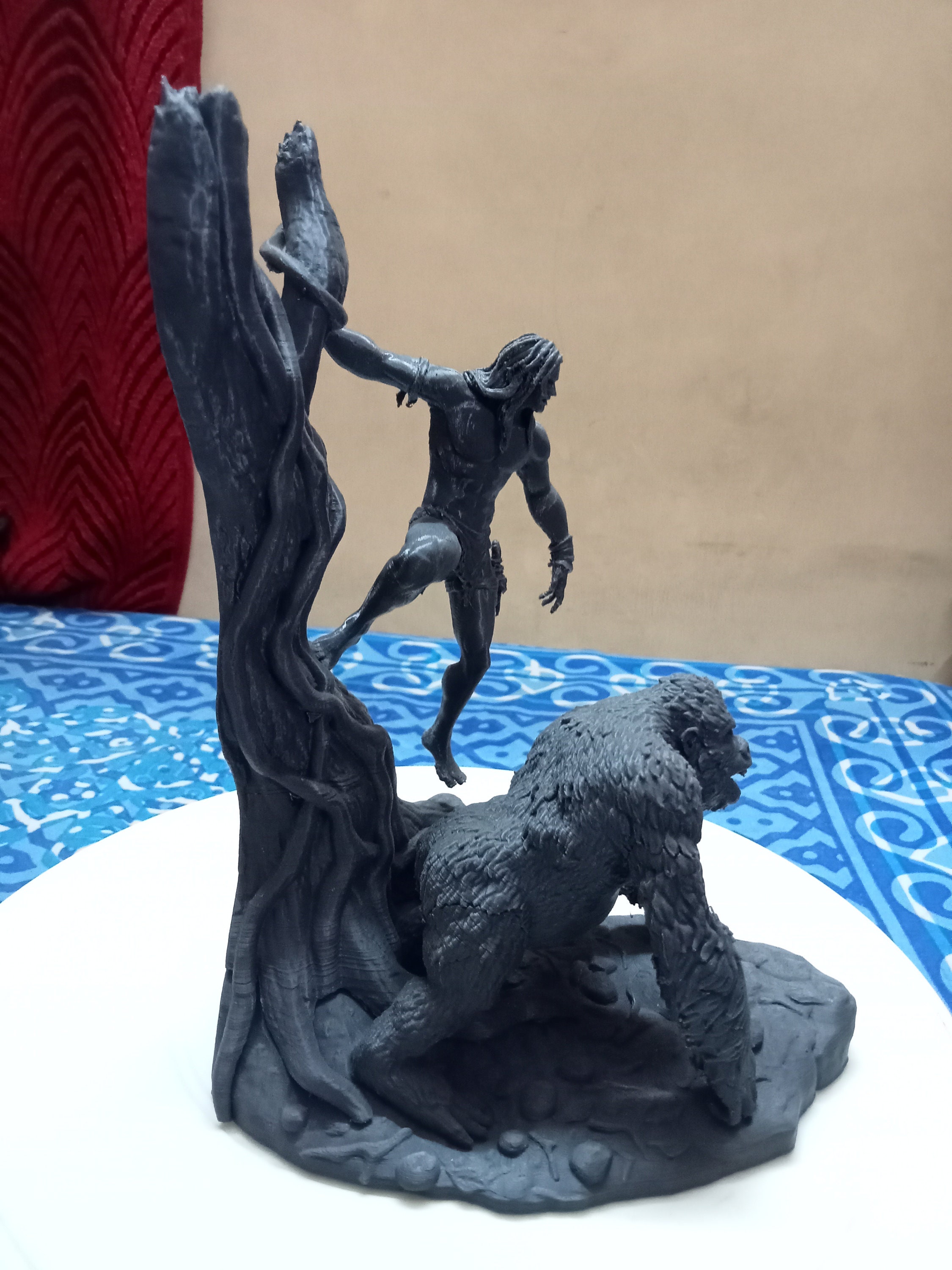 Tarzan With Ape 21cm Unpainted Custom Made 3d Printed Model Statue ...