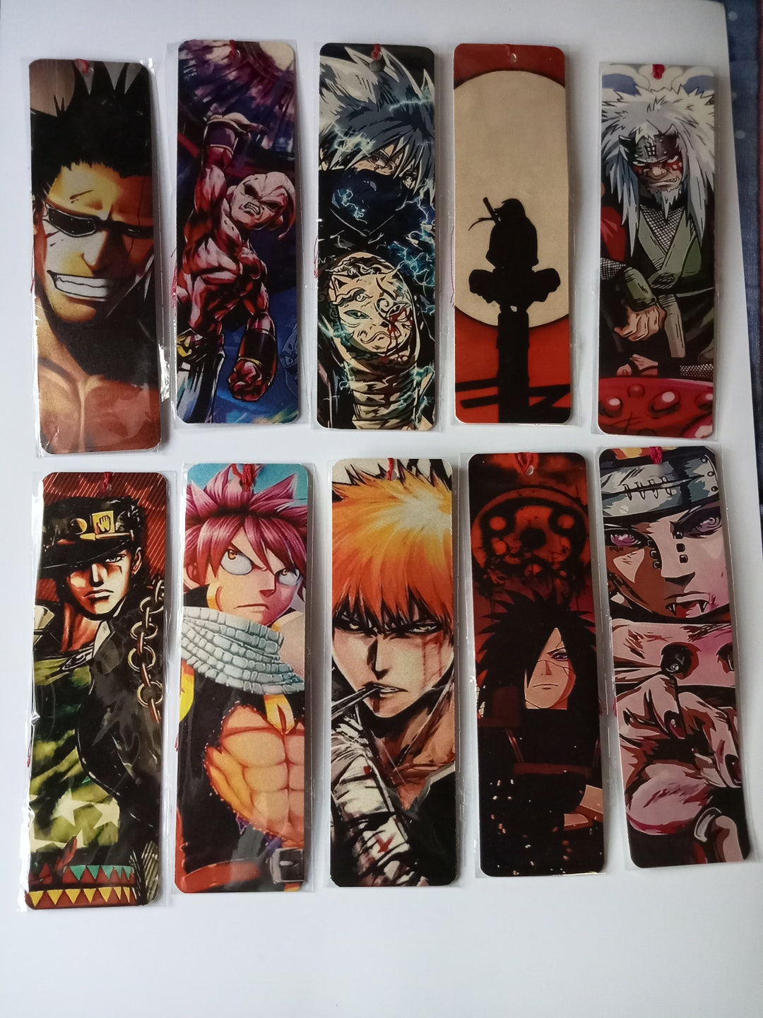 10pc Anime Manga Bookmarks Gift Single Sided Glittery Texture Card With ...