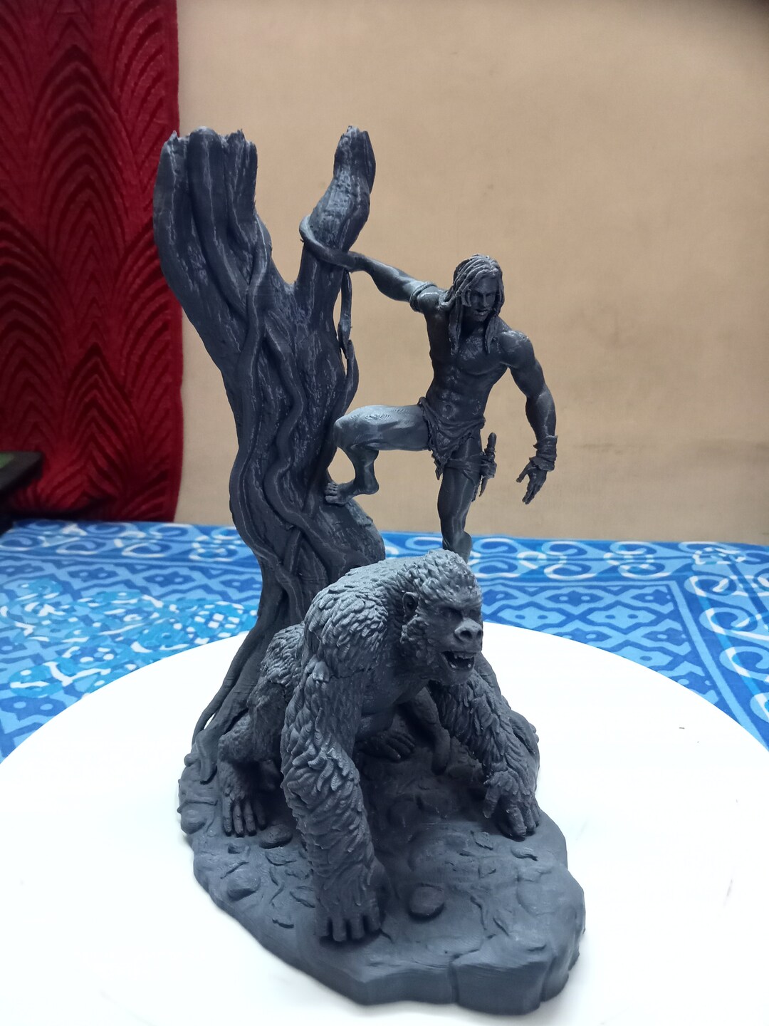 Tarzan With Ape 21cm Unpainted Custom Made 3d Printed Model Statue ...