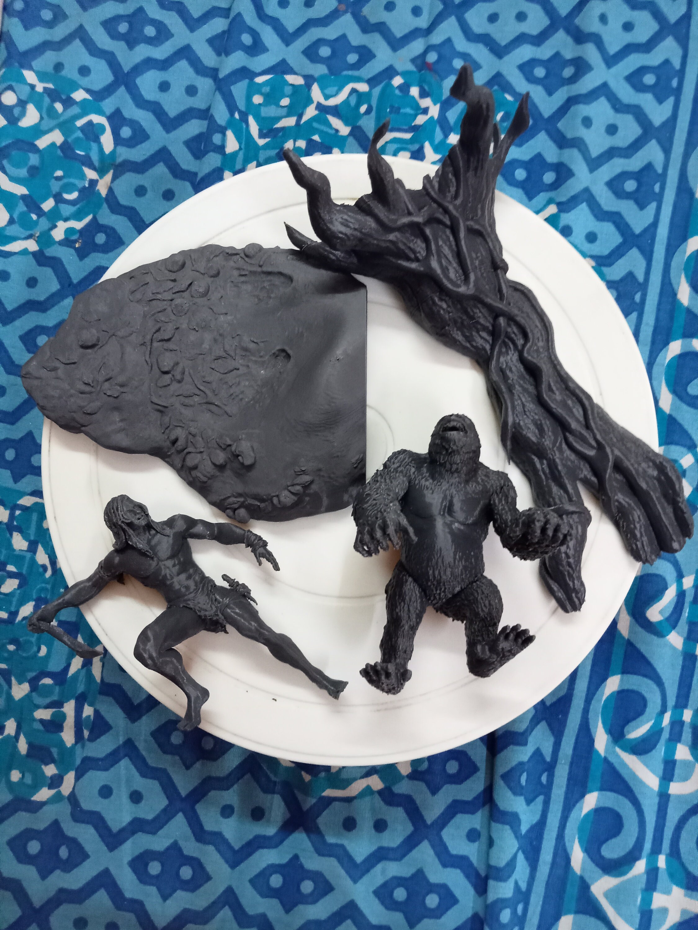 Tarzan With Ape 21cm Unpainted Custom Made 3d Printed Model Statue ...