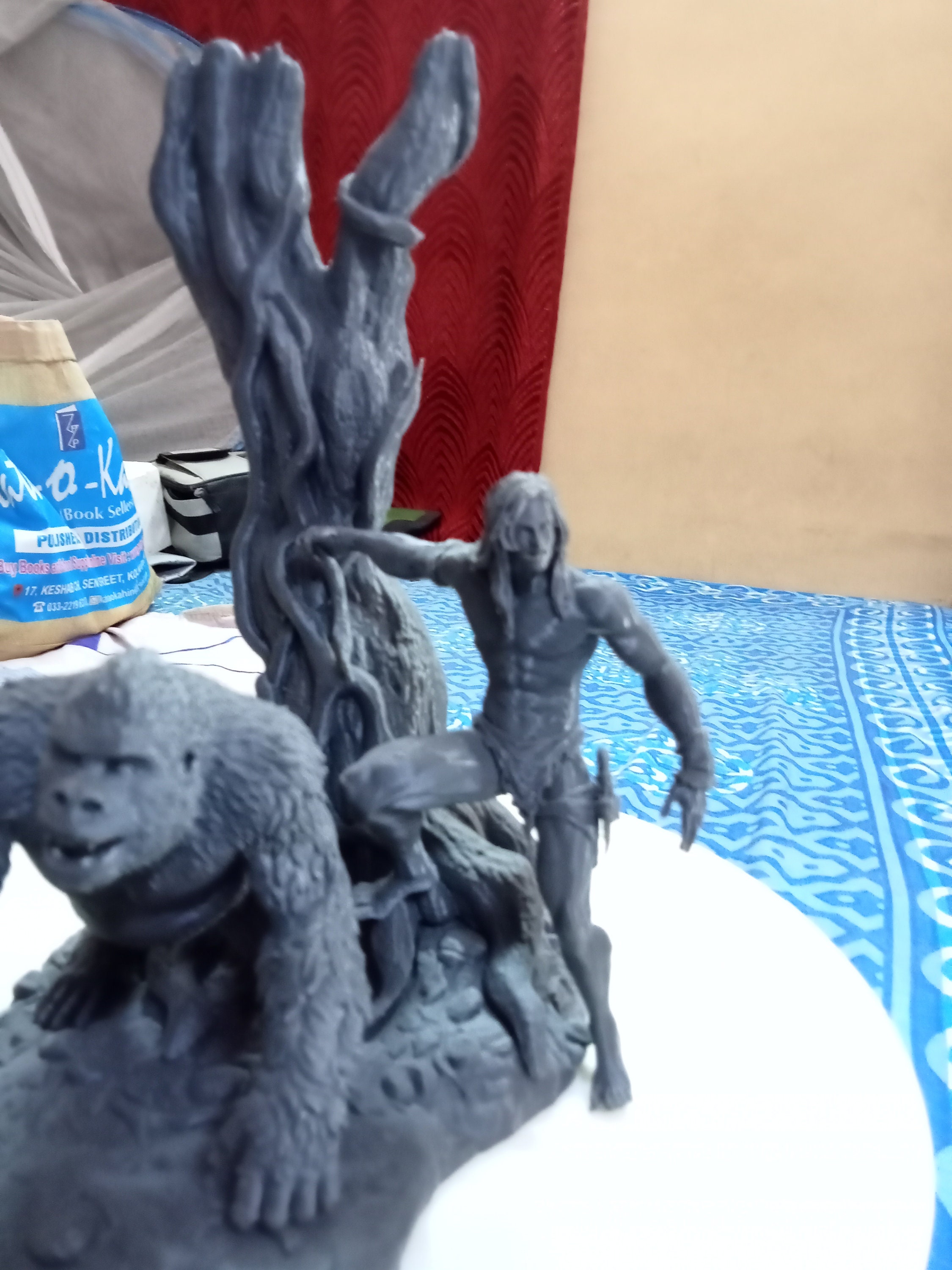 Tarzan With Ape 21cm Unpainted Custom Made 3d Printed Model Statue ...
