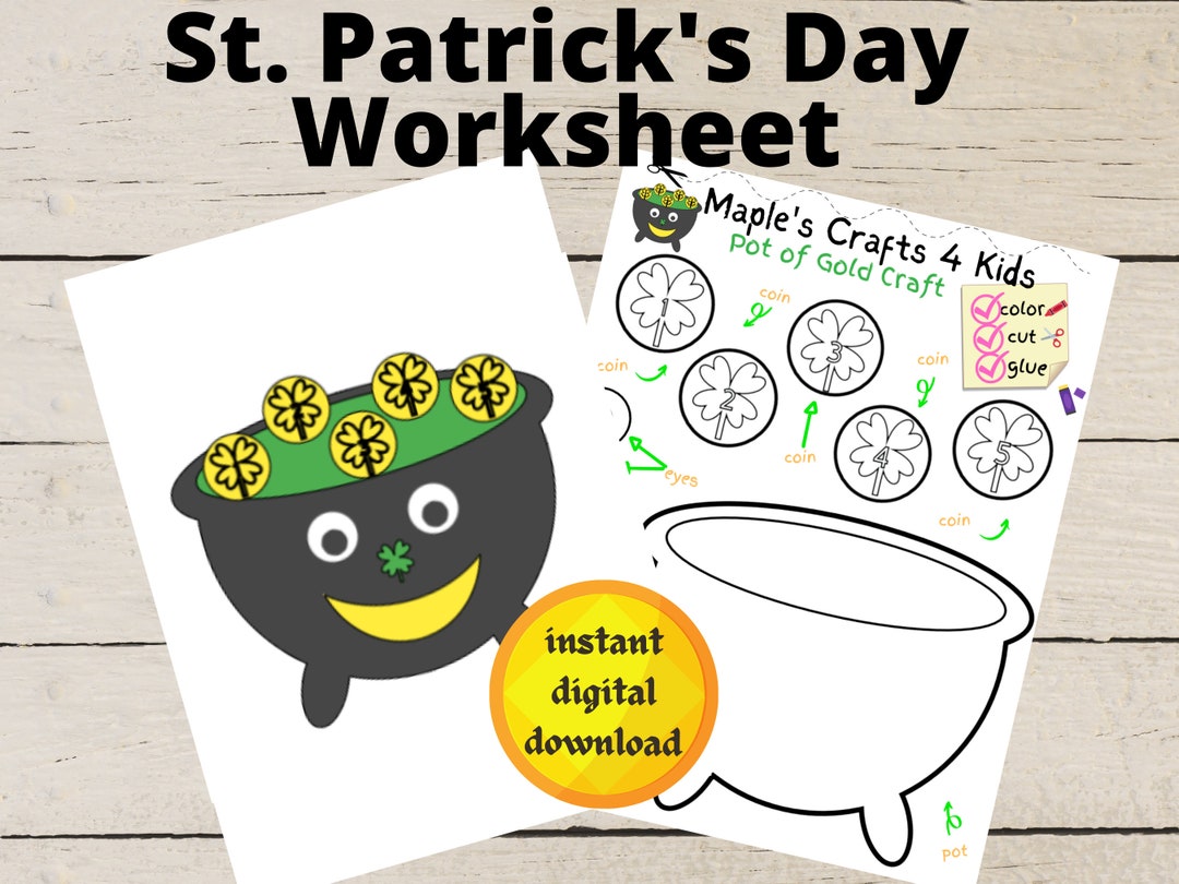 Instant Digital Download St. Patrick's Day Worksheet for Kids Pot of ...
