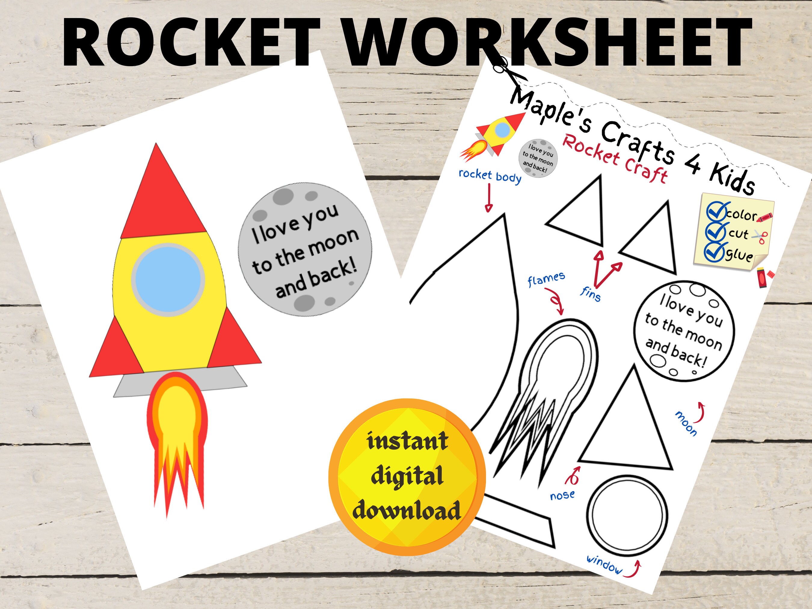 Instant Digital Download Rocket Worksheet for Kids Instant Download ...