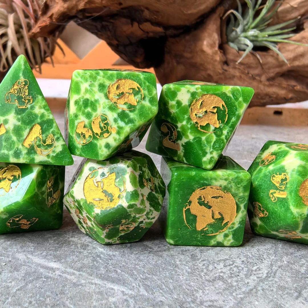 Earth Dice | DND Dice | Father's Gift | Green and White Dice | DND Dice ...
