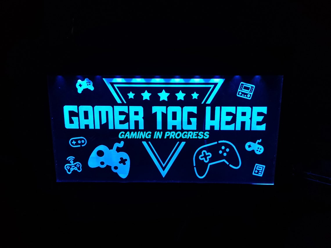 Personalised gamer name sign. Gaming name tag light up LED | Etsy