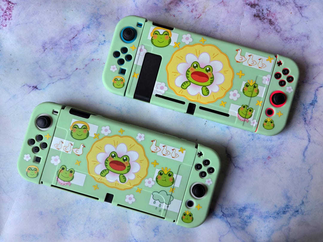 Nintendo Switch Protective Case Cover Green | Frogs & Flowers | Switch ...