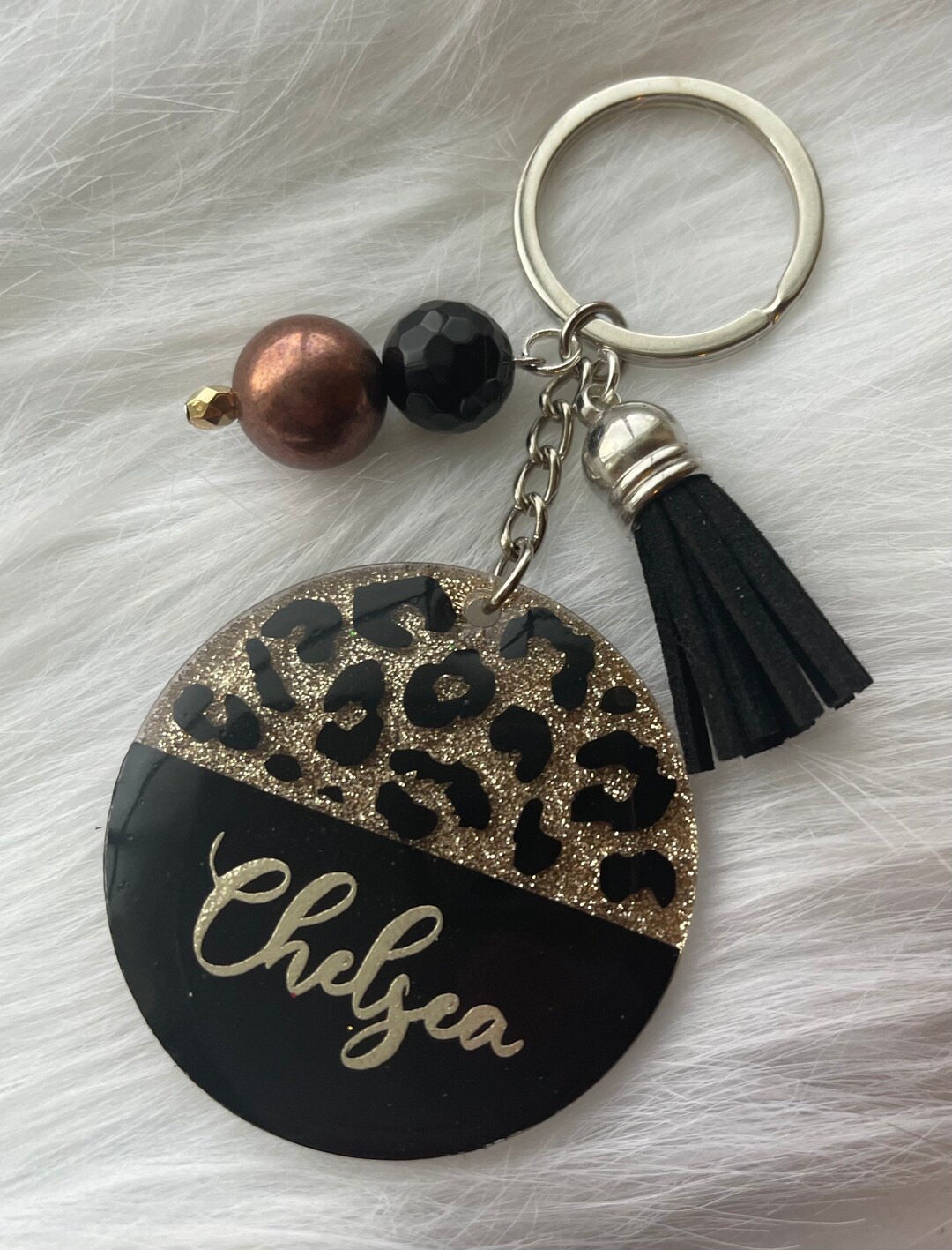 Leopard Print Personalized Keychain - Etsy