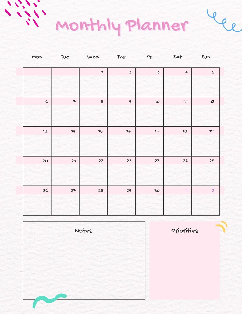 80's Calendar Planner - Etsy