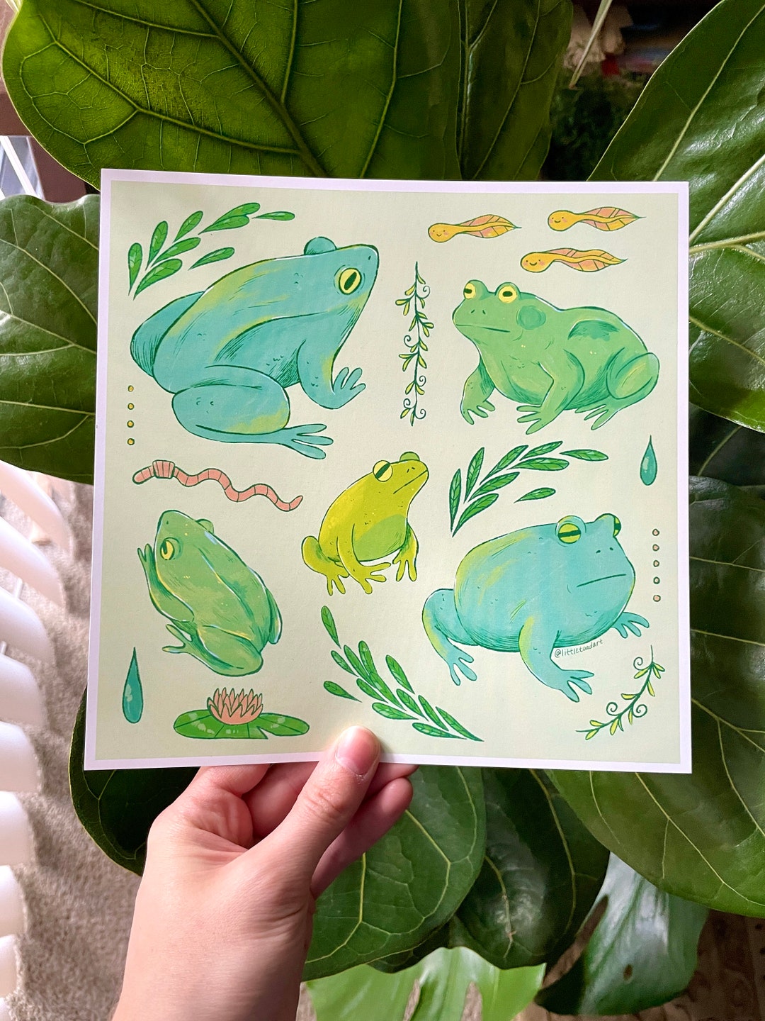 8x8 Froggy Art Print, Satin Finish, Wall Decor, Dorm Room, Bedroom ...