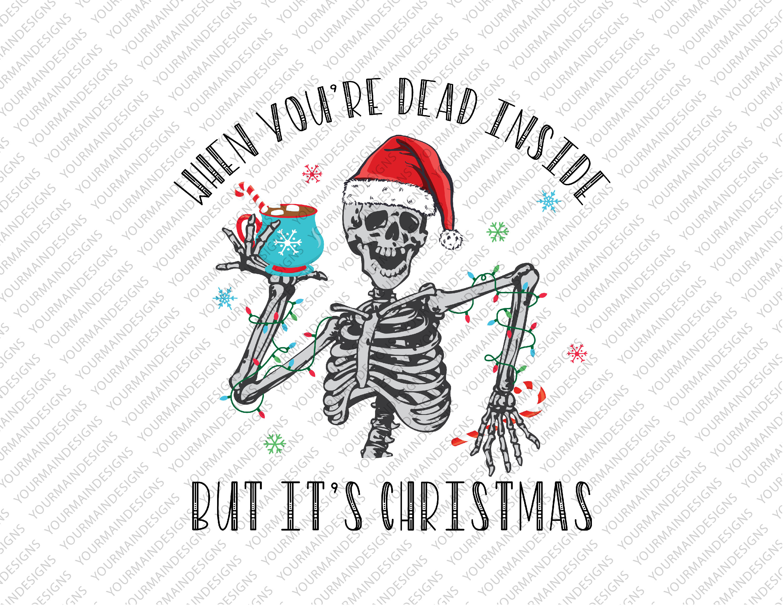 Funny Dead Inside but It's Christmas Holiday PNG Sublimation Design ...