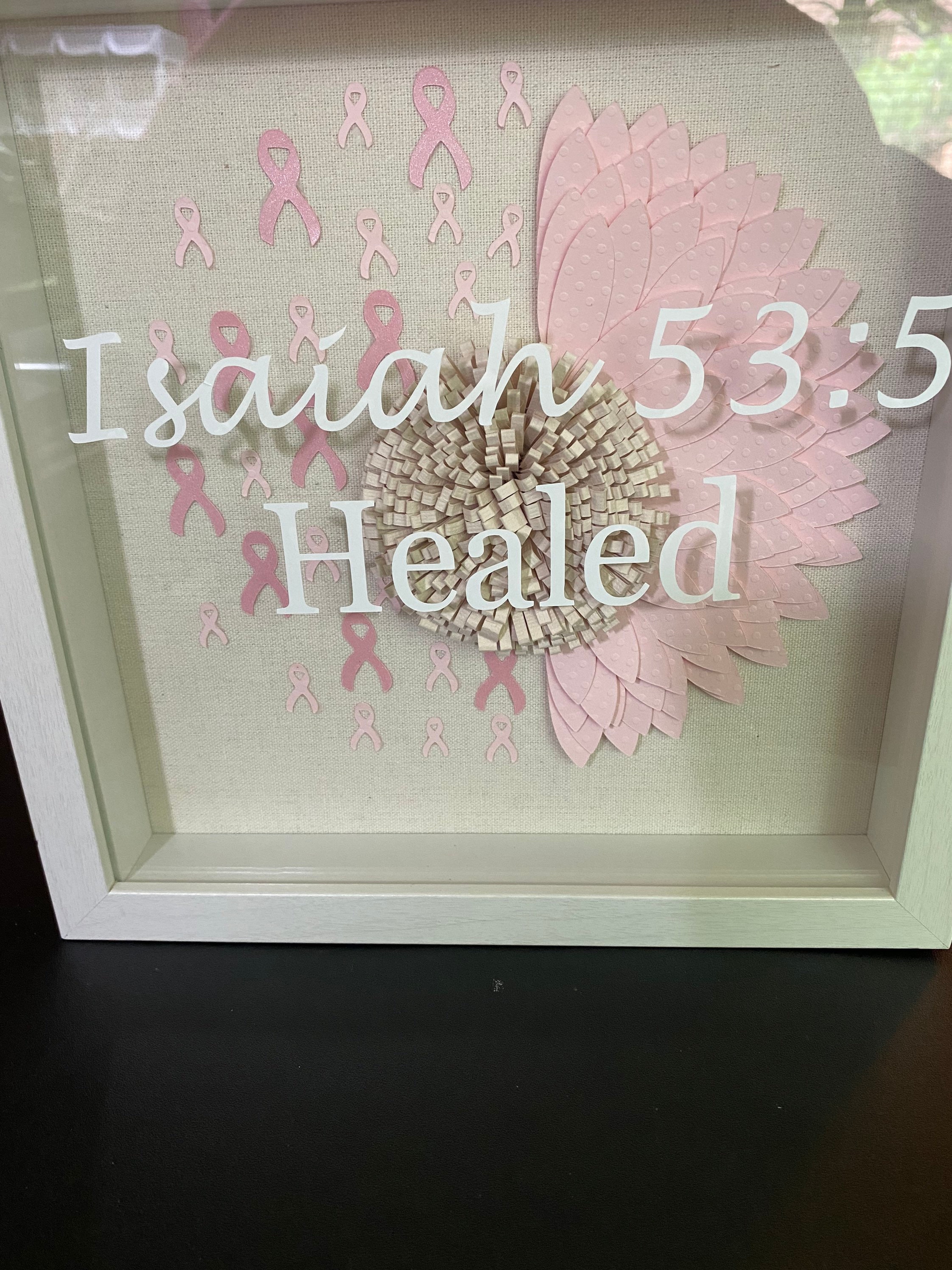 Shades of Pink Breast Cancer Shadow Box, Shadow Box, Paper Flowers ...