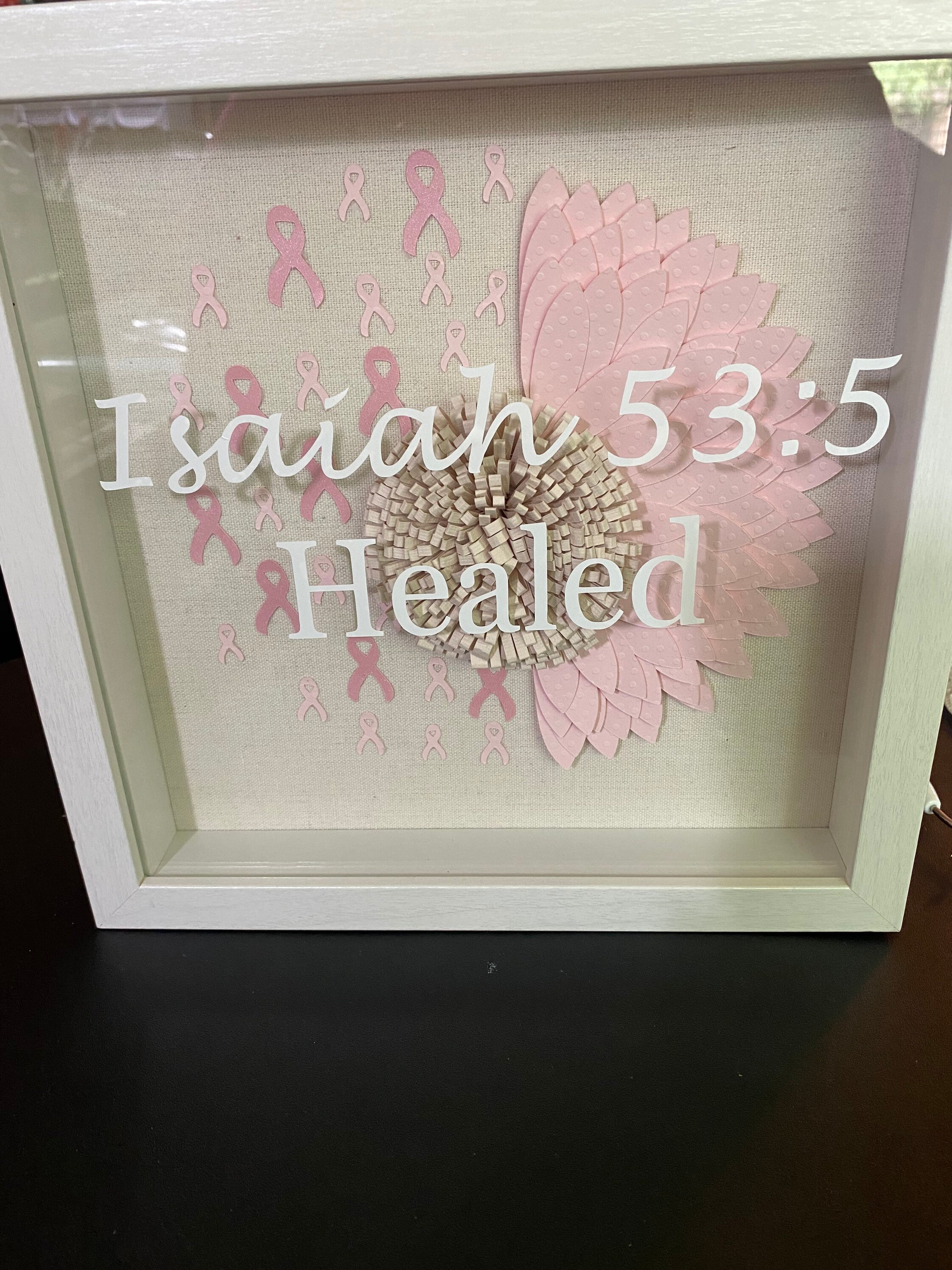 Shades of Pink Breast Cancer Shadow Box, Shadow Box, Paper Flowers ...