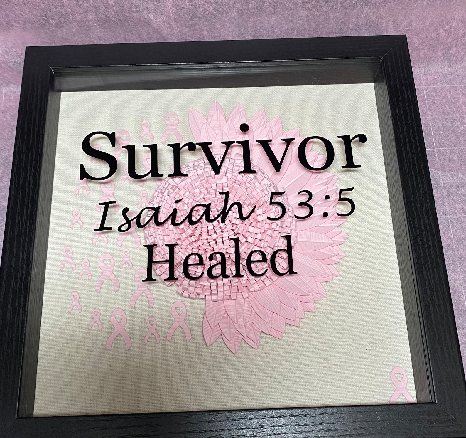Shades of Pink Breast Cancer Shadow Box, Shadow Box, Paper Flowers ...
