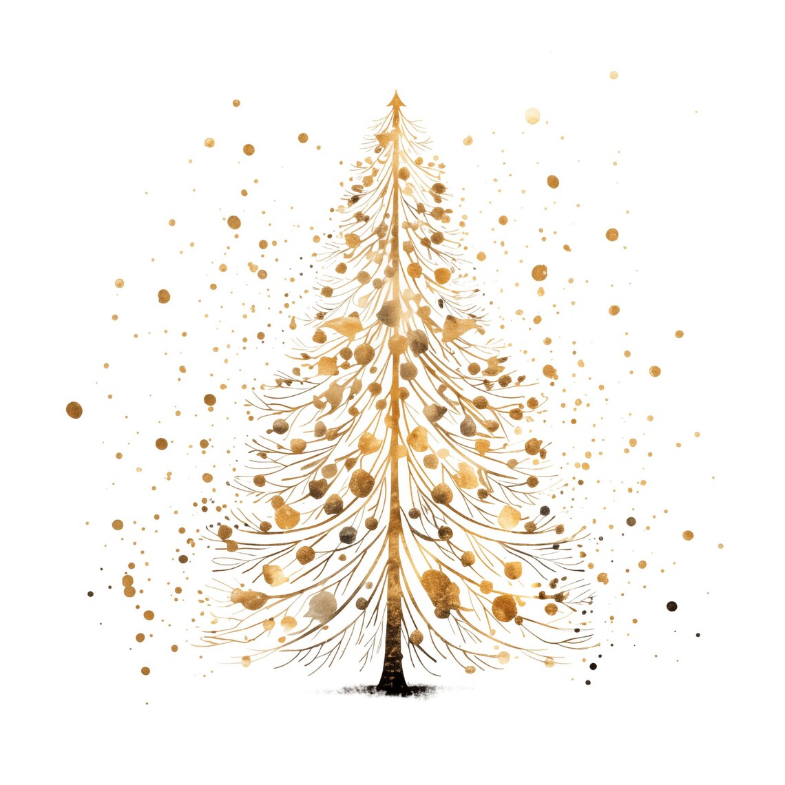 Gold Christmas Tree Clipart 10 High Quality Pngs Digital Download, Card ...