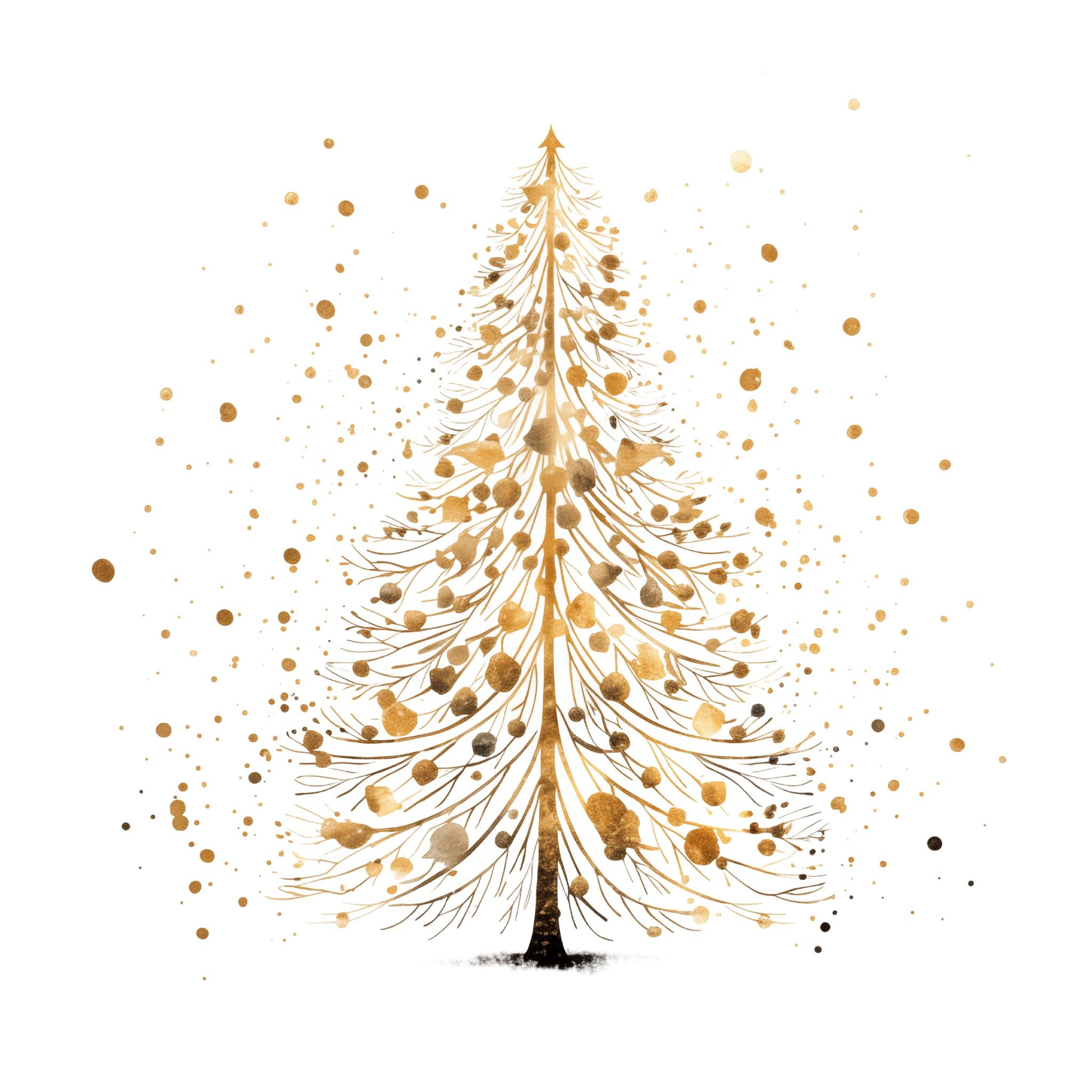 Gold Christmas Tree Clipart 10 High Quality Pngs Digital Download, Card ...