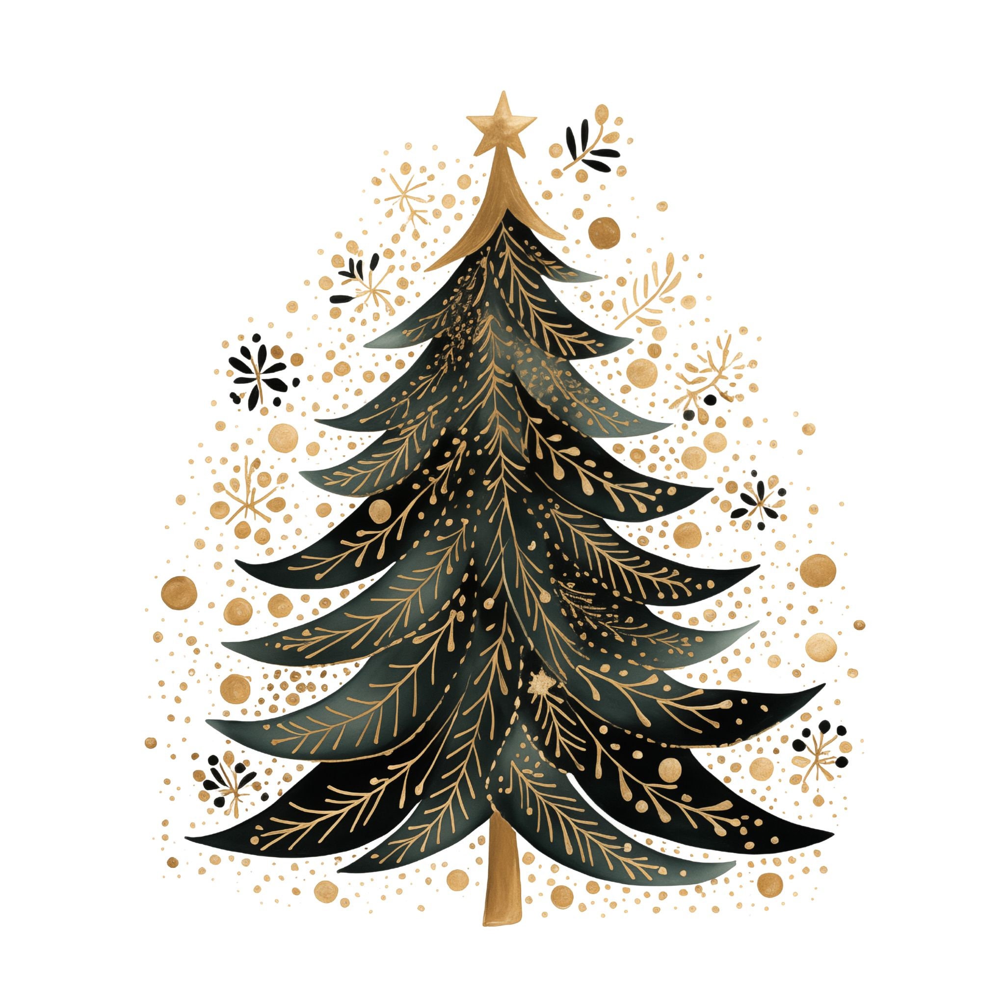 Gold Christmas Tree Clipart 10 High Quality Pngs Digital Download, Card ...