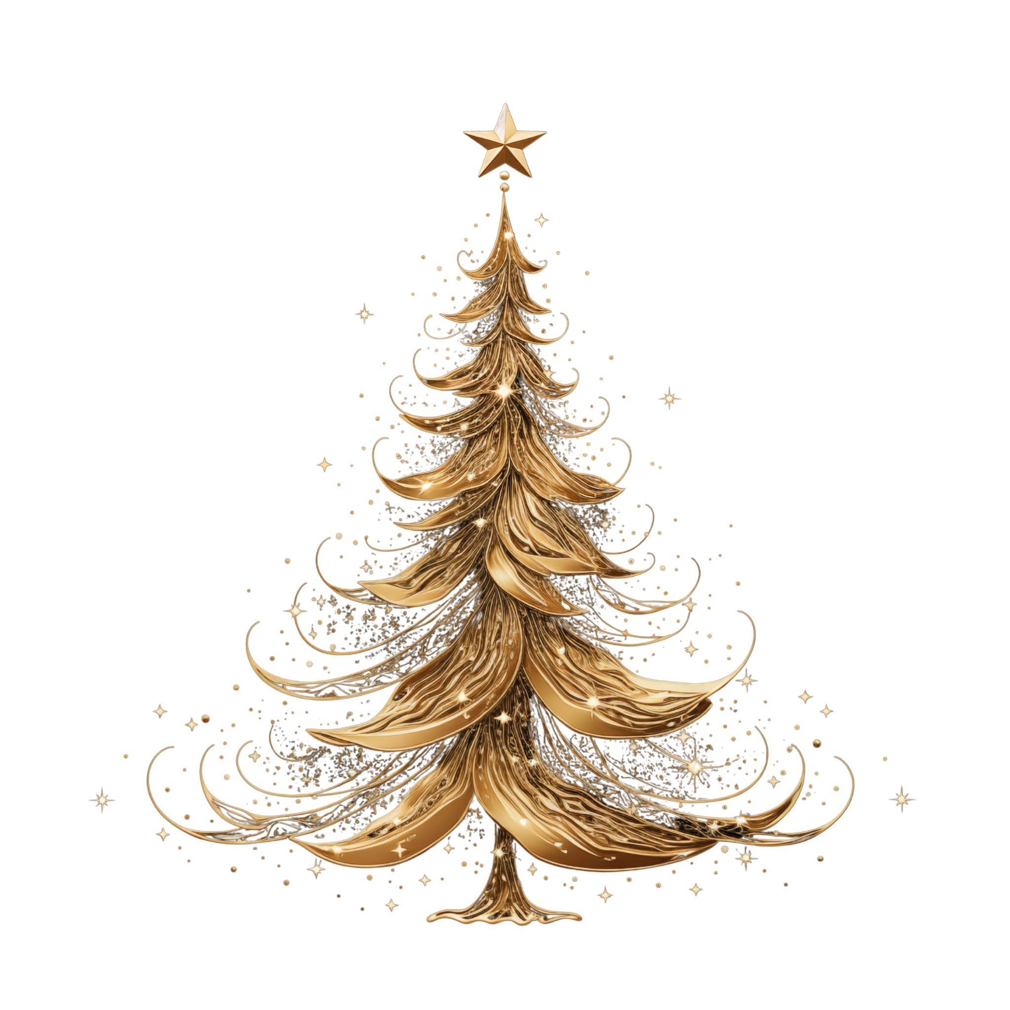 Gold Christmas Tree Clipart 10 High Quality Pngs Digital Download, Card ...