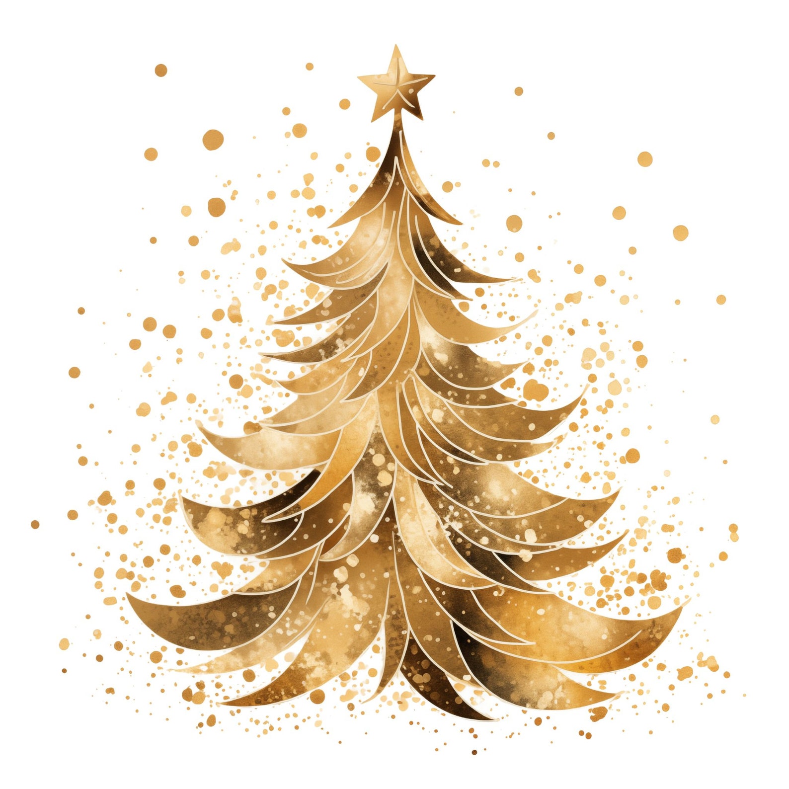 Gold Christmas Tree Clipart 10 High Quality Pngs Digital Download, Card ...