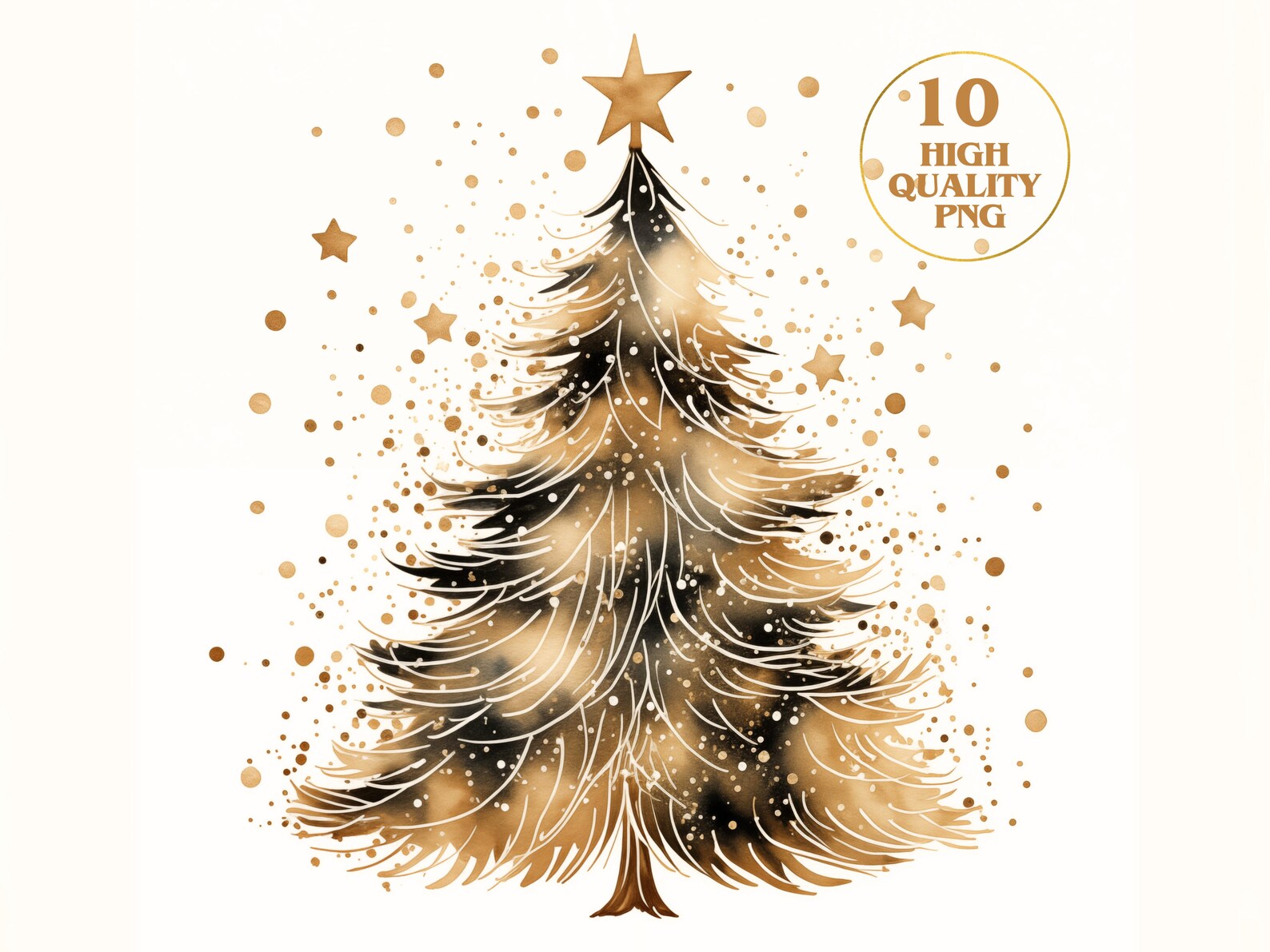 Gold Christmas Tree Clipart 10 High Quality Pngs Digital Download, Card ...