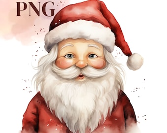 Watercolor Cute Santa Clipart, Christmas Clipart, Santa Claus Art ...