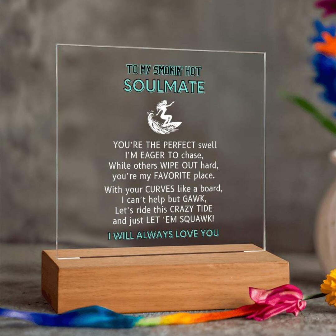 Female Male Surfer Acrylic Plaque Humorous Sentimental Messages ...