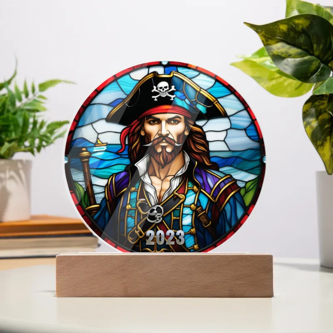 Pirate Stained Glass Effect Circle Acrylic Plaque Nautical - Etsy