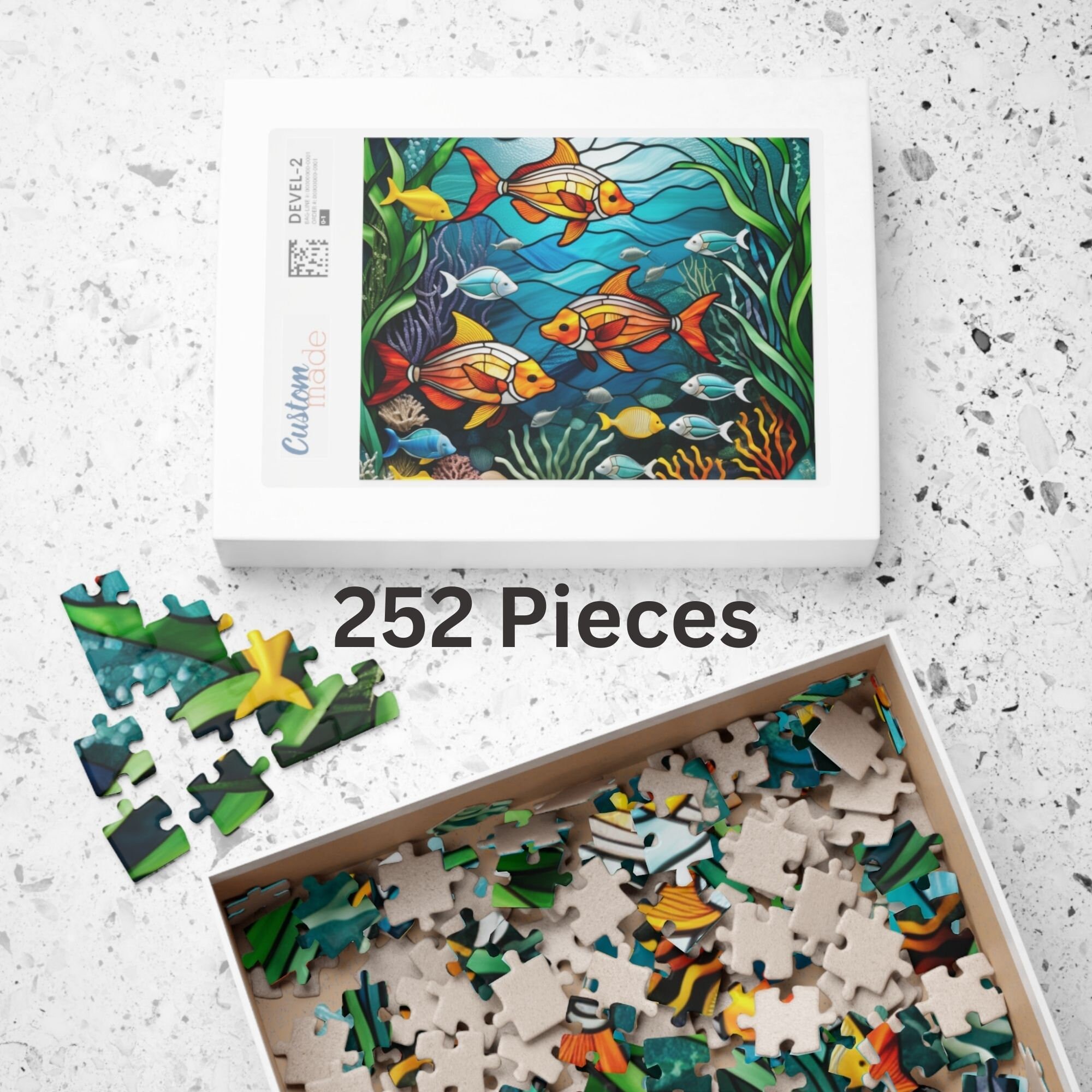 Aquatic Sea Life Stained Glass Effect Adult Jigsaw Puzzle Etsy