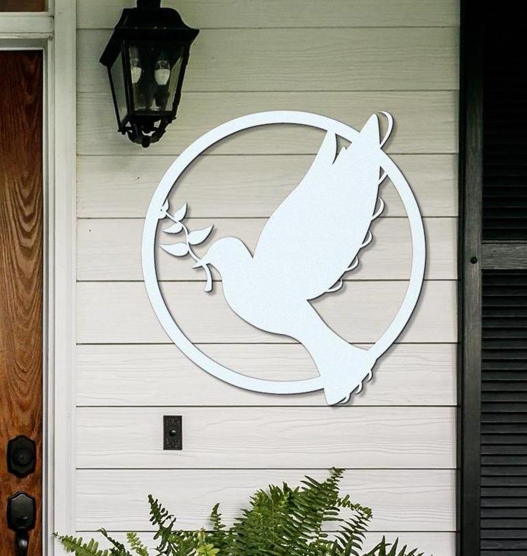Dove of Peace Metal Sign: Olive Branch Wall Decor - Etsy